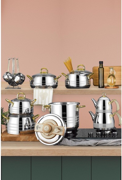 Acar Akasya 18 Parça Çelik Çeyiz Seti - Gold