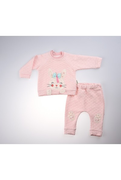 Kız Bebek Pembe Kollu Tavşan Özgün 2'li Takım