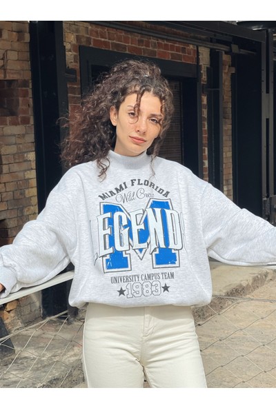 Kadın Legends Üç Iplik Şardonlu Swearshirt-Gri