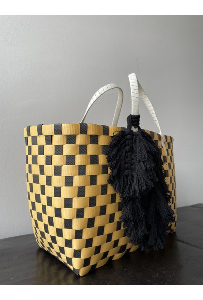 Sisaart Plastik Örme Aksesuarlı Tasarım Alışveriş Piknik ve Plaj Çanta Sisaart Plastik Örme Aksesuarlı Tasarım Alışveriş Piknik ve Plaj Çanta