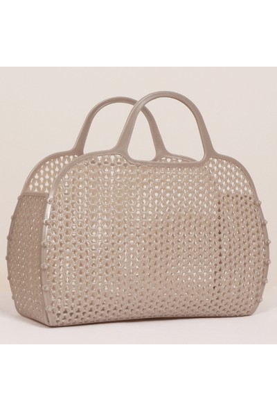 E&S Global Demonte Plastik Plaj Çantası Krem