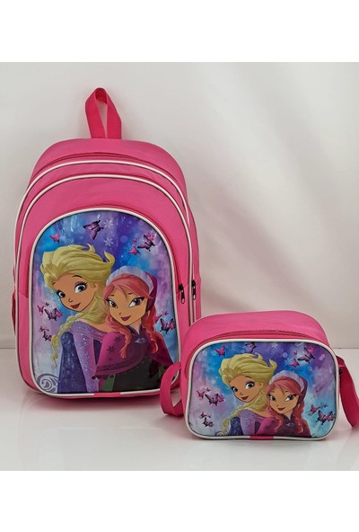 Zubin Elsa ve Anna Desenli Beslenme Çantalı Ilkokul Çantası Okulçantası
