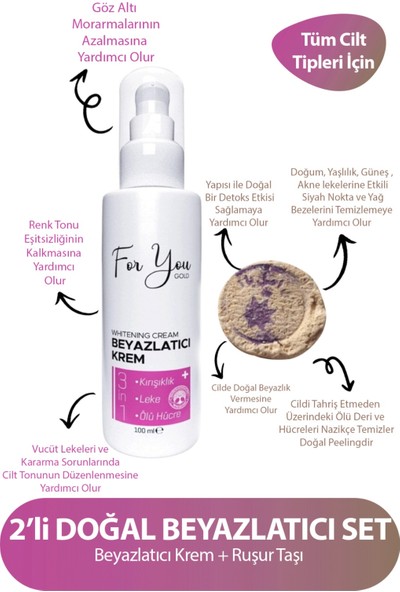 For You Gold Beyazlatıcı Krem + Rusur Taşı (2 Adet)