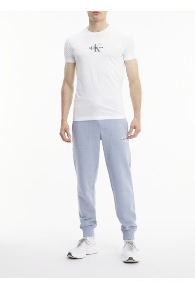 Calvin Klein Bisiklet Yaka Baskılı Beyaz Erkek T-Shirt J30J320855-YAF_MONOLOGO Tee