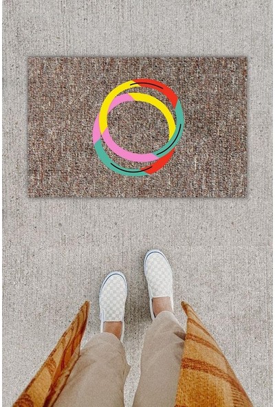 DGS Dijital Baskı Dekoratif Halka Çok Renkli Kapı Önü Paspası K-1283 DGS Dijital Baskı Dekoratif Halka Çok Renkli Kapı Önü Paspası K-1283