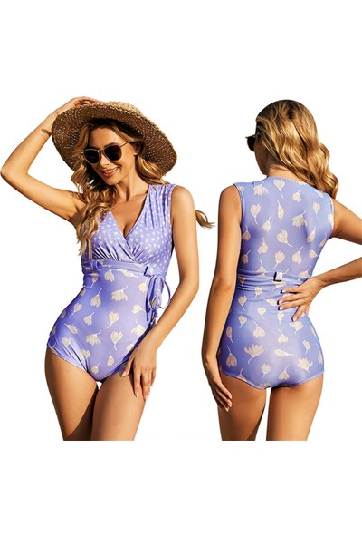 Hoturkey Çiçek Desenli Mayo - Mor (Yurt Dışından)