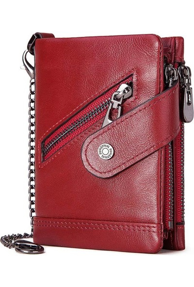 Kavis Kadın Fermuarlı Zincirli Hakiki Deri Cüzdan (Yurt Dışından)
