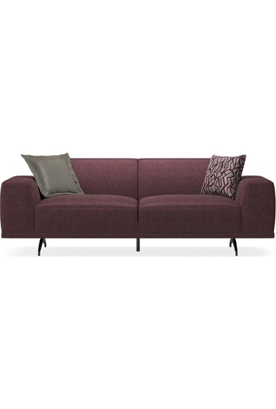 Enza Home Giorno 2'li Koltuk, Keten Dokulu - Bordo