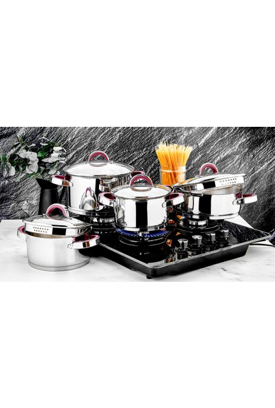 Özlife Dolce 8 Parça Çelik Tencere Seti Takımı Mor 460