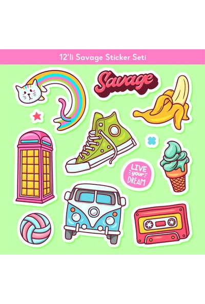 Dijital Savage Sticker Seti Ajanda - Defter - Laptop Için 12 Adet Sticker Seti Dijital Savage Sticker Seti Ajanda - Defter - Laptop Için 12 Adet Sticker Seti