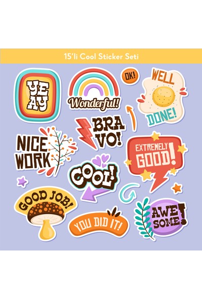 Cool Sticker Seti Ajanda - Defter - Laptop Için 15 Adet Sticker Seti Cool Sticker Seti Ajanda - Defter - Laptop Için 15 Adet Sticker Seti