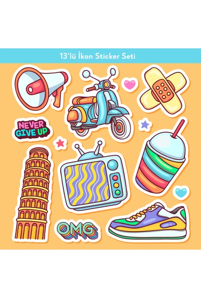 Dijital Ikon Sticker Seti Ajanda - Defter - Laptop Için 13 Adet Sticker Seti Dijital Ikon Sticker Seti Ajanda - Defter - Laptop Için 13 Adet Sticker Seti