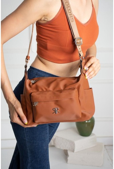 Paul Brand Taba Kadın Çok Gözlü Saten Kumaş Omuz Çantası HS4009