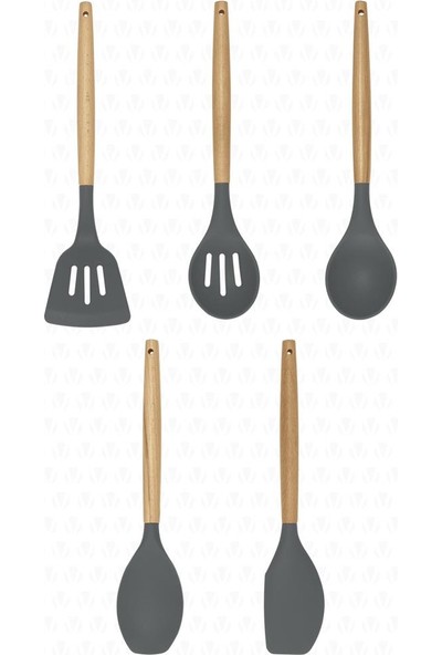 Valletta Lingo Bambu Saplı 5 Parça Pişirme Seti Gri Valletta Lingo Bambu Saplı 5 Parça Pişirme Seti Gri