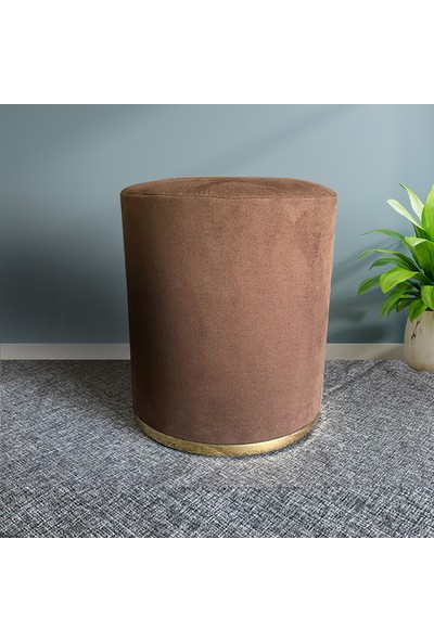 Creas Home Creapuf Gold Detaylı 28 Çap Kahverengi Puf