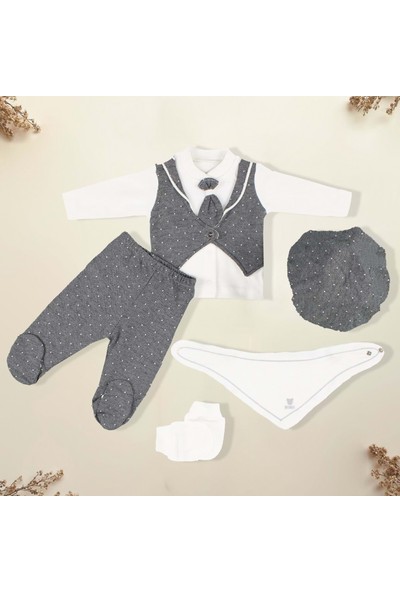 Nono Baby Erkek Bebek 5li Zıbın Mantar Şapkalı - Nono Baby - Hastane Çıkış & Zıbın - Gri - Yenidoğan Nono Baby Erkek Bebek 5li Zıbın Mantar Şapkalı - Nono Baby - Hastane Çıkış & Zıbın - Gri - Yenidoğan