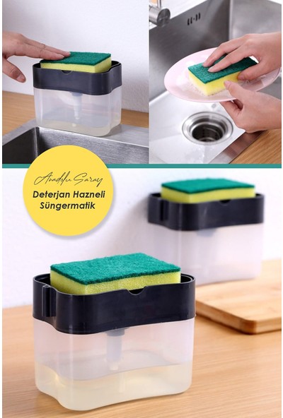 Anadolu Saray Çarşısı Pratik Deterjan Hazneli Pompalı Süngermatik Hazneli Bulaşık Süngeri | Sünger Organizeri Anadolu Saray Çarşısı Pratik Deterjan Hazneli Pompalı Süngermatik Hazneli Bulaşık Süngeri | Sünger Organizeri