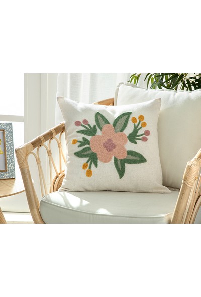 English Home Fiore Punch Nakışlı Kırlent Kılıfı 45X45 cm Naturel English Home Fiore Punch Nakışlı Kırlent Kılıfı 45X45 cm Naturel