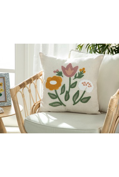 English Home Piante Punch Nakışlı Kırlent Kılıfı 45X45 cm Naturel English Home Piante Punch Nakışlı Kırlent Kılıfı 45X45 cm Naturel