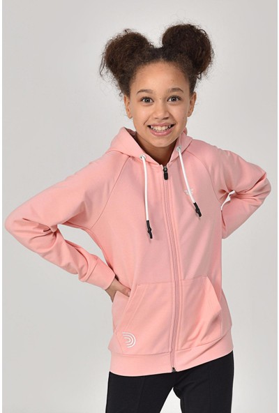 Bilcee Pembe Unisex Çocuk Kapüşonlu Eşofman Üstü 8195