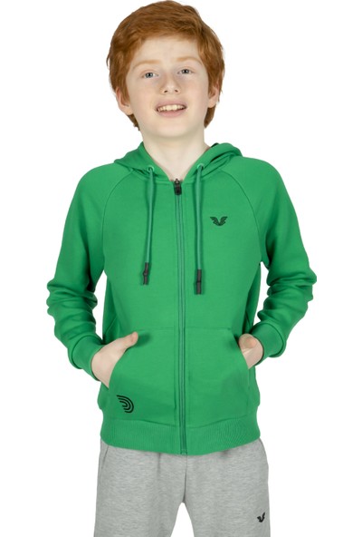 Bilcee Unisex Çocuk Yeşil Kapüşonlu Eşofman Üstü 9610 Bilcee Unisex Çocuk Yeşil Kapüşonlu Eşofman Üstü 9610