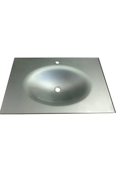 Oscar Cam Lavabo 15 mm 70 x 56 cm Metalik Gri