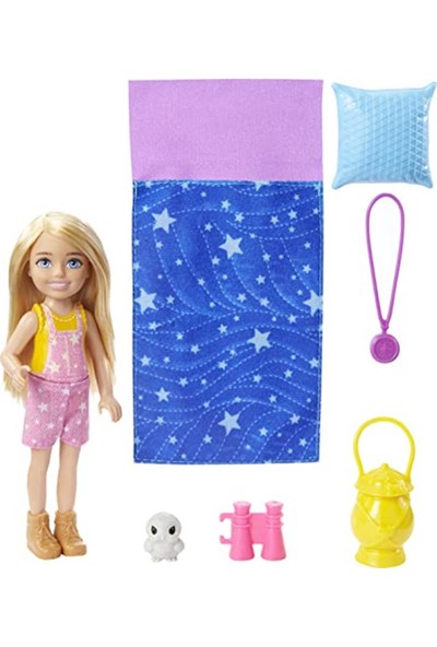 Barbie Chelsea'nin Kamp Macerası Oyun Seti (15 Cm, Sarışın), Hayvan Arkadaşı Baykuş, Uyku Tu Barbie Chelsea'nin Kamp Macerası Oyun Seti (15 Cm, Sarışın), Hayvan Arkadaşı Baykuş, Uyku Tu