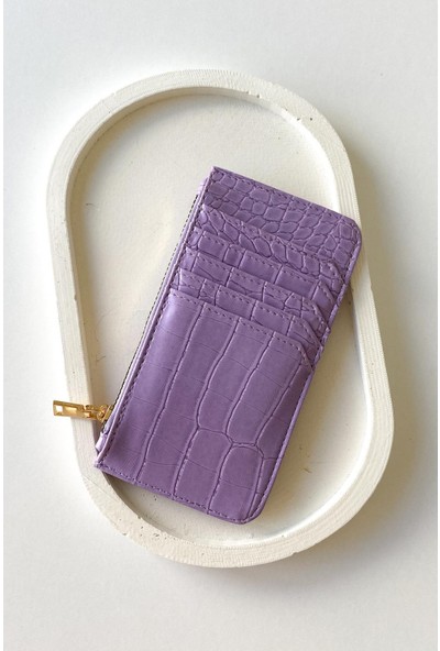 Mopia Lila Kroko Kadın Fermuarlı Kartlık