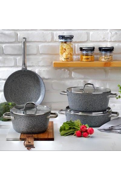 Schafer Millard Y.y.tencere Seti - Ind-7 Parça-Gri