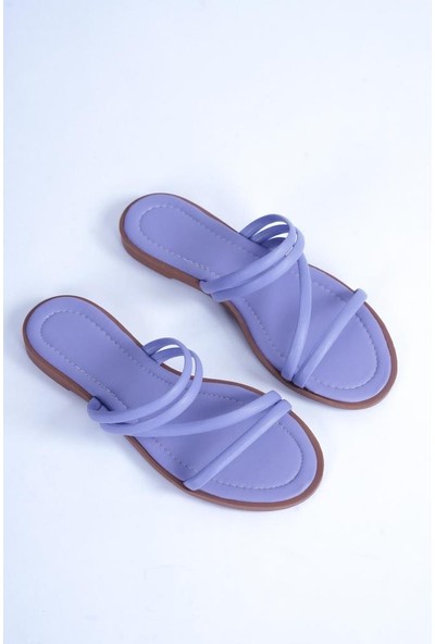 Bayan Lila S Bantlı Düz Terlik