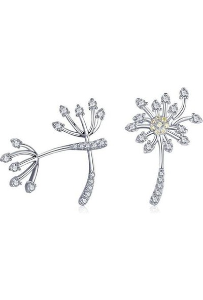 Düzensiz Karahindiba Tasarım Kakma Zirkon 925 Gümüş Saplama Küpe Kadınlar Takı G2AF | Saplama Küpe