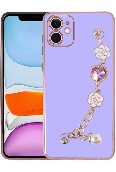 Case 4U Apple iPhone 11 Kılıf El Tutamaçlı Kamera Korumalı Zincirli Taka Silikon Kapak Mor Case 4U Apple iPhone 11 Kılıf El Tutamaçlı Kamera Korumalı Zincirli Taka Silikon Kapak Mor