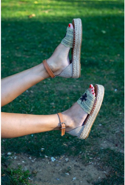 Eşle Knit Kadın Günlük Örgü Sandalet Yeşil Eşle Knit Kadın Günlük Örgü Sandalet Yeşil