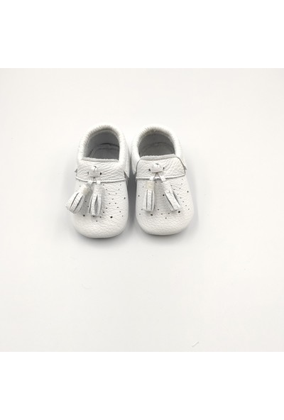 Bebek Star Beyaz Püskül Detaylı Makosen