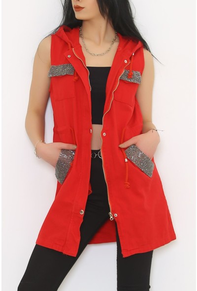 Peaces Store Gabardin Yelek Kırmızı1 - 1375.1367.