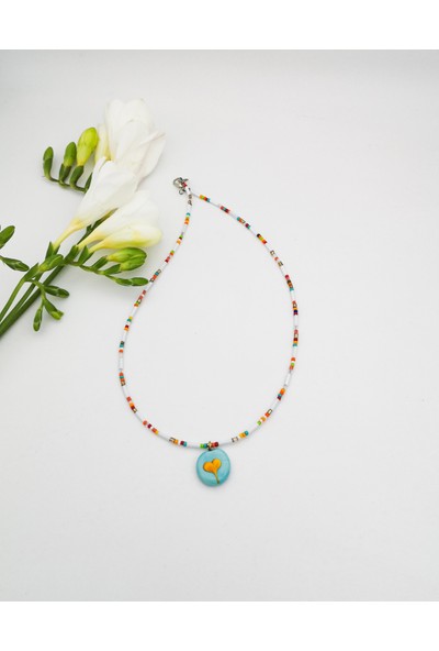 Camada Murano Pastel Renklerde Kalp Kolye