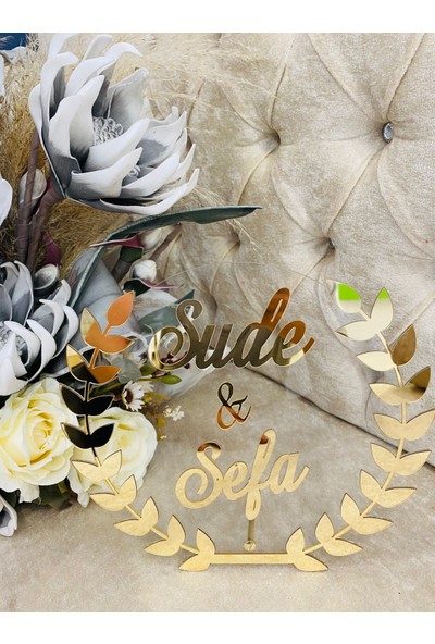 Df Event Desing Pleksi Başak Model Söz Nişan Masa Üstü Isimlik 26*26 cm