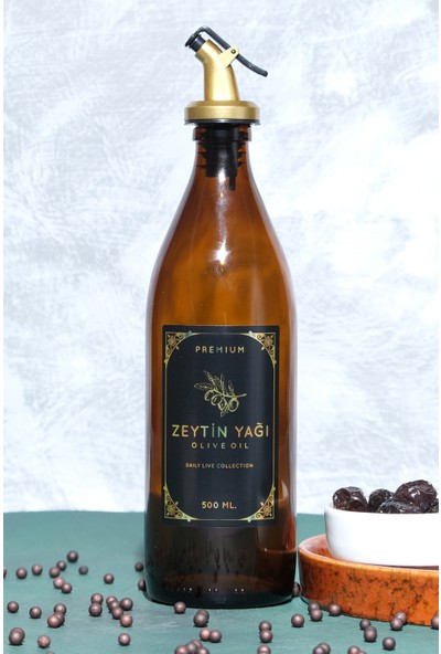 Simona Home Zeytinyağı Şişesi 500ML Yağdanlık Gold Başlıklı Yağlık Amber Şişe Simona Home Zeytinyağı Şişesi 500ML Yağdanlık Gold Başlıklı Yağlık Amber Şişe