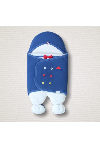Kundak Smokinli Erkek Bebek Ayaklı Mavi PS9870
