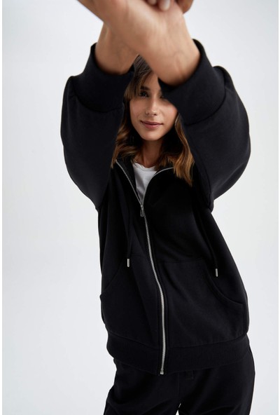 DeFacto Regular Fit İnce Sweatshirt Kumaşı Hırka Y1502AZ22AU