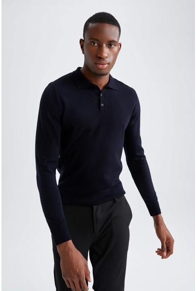 DeFacto Slim Fit Polo Yaka Triko Kazak Y0902AZ22AU DeFacto Slim Fit Polo Yaka Triko Kazak Y0902AZ22AU