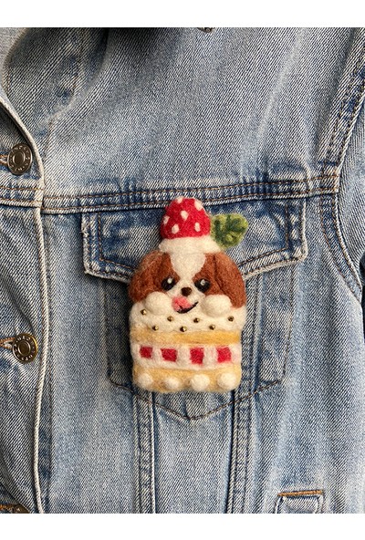 Sgaccessory Pastadan Çıkan Sevimli Figürlü Köpek El Yapımı Keçe Broş