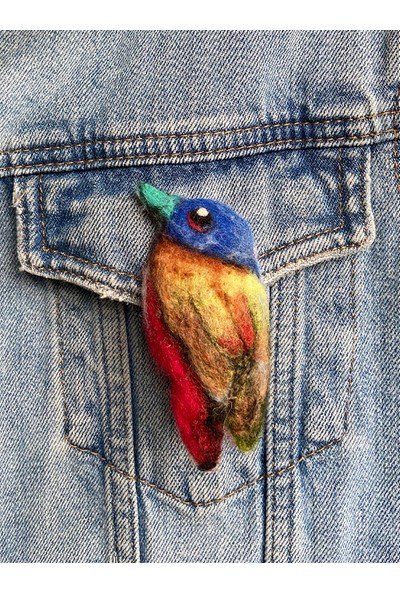 Sgaccessory Özel Tasarım El Yapımı Keçeden Renkli Kuş Figürlü Kadın Broş