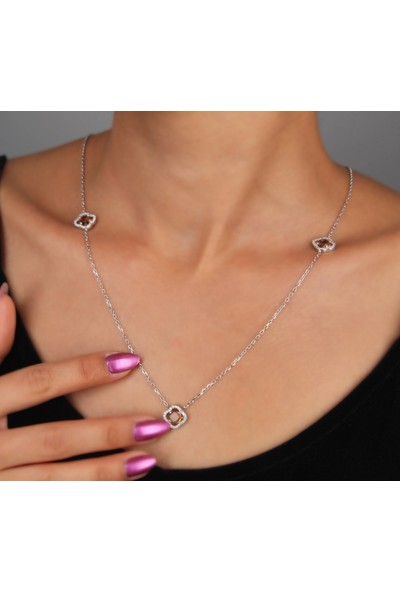 Tahal Kuyumculuk Su Yeşili Taşlı Gümüş Kolye