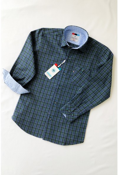 Lacivert Üç Renk Uzun Kol Oduncu Çocuk Gömleği Lacivert Üç Renk Uzun Kol Oduncu Çocuk Gömleği