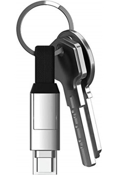 EKS Ticaret Incharge 6 - Çoklu Şarj Kablosu ve Anahtarlık, 6'sı 1 Arada - Ay Beyazı