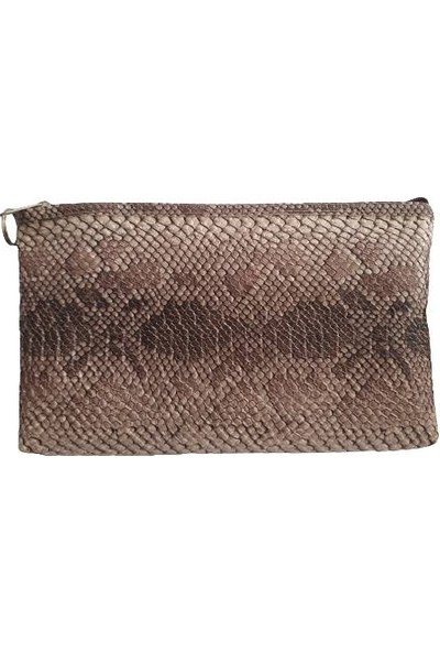 Edwol Kadın Renkli Desenli Çok Amaçlı El Çantası Kahverengi