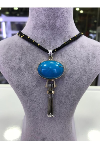 Nsa Silver Turkuaz Taşlı Gümüş Kolye 925 Ayar