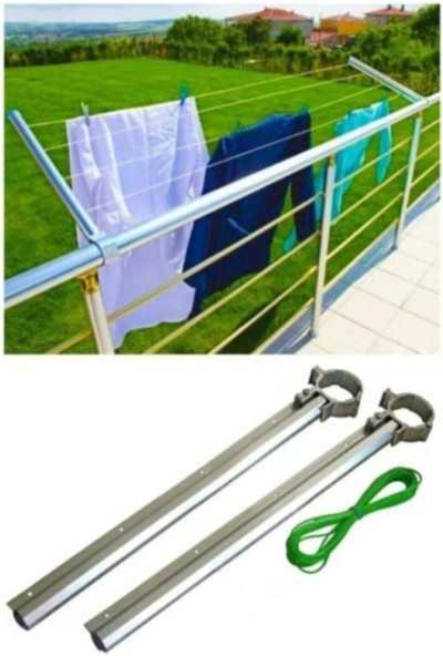 Kurt Home Balkon Çamaşır Kurutma Askılığı Yuvarlak Küpeşte + Çamaşır Ipi Kurt Home Balkon Çamaşır Kurutma Askılığı Yuvarlak Küpeşte + Çamaşır Ipi