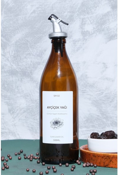 Ayçiçek Yağı Şişesi 500ML Yağdanlık Gümüş Başlıklı Yağlık Amber Şişe Ayçiçek Yağı Şişesi 500ML Yağdanlık Gümüş Başlıklı Yağlık Amber Şişe
